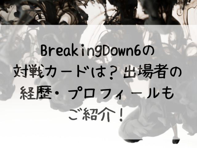 BreakingDown6の対戦カードは？出場者の経歴・プロフィールもご紹介！ | つれづれブログ